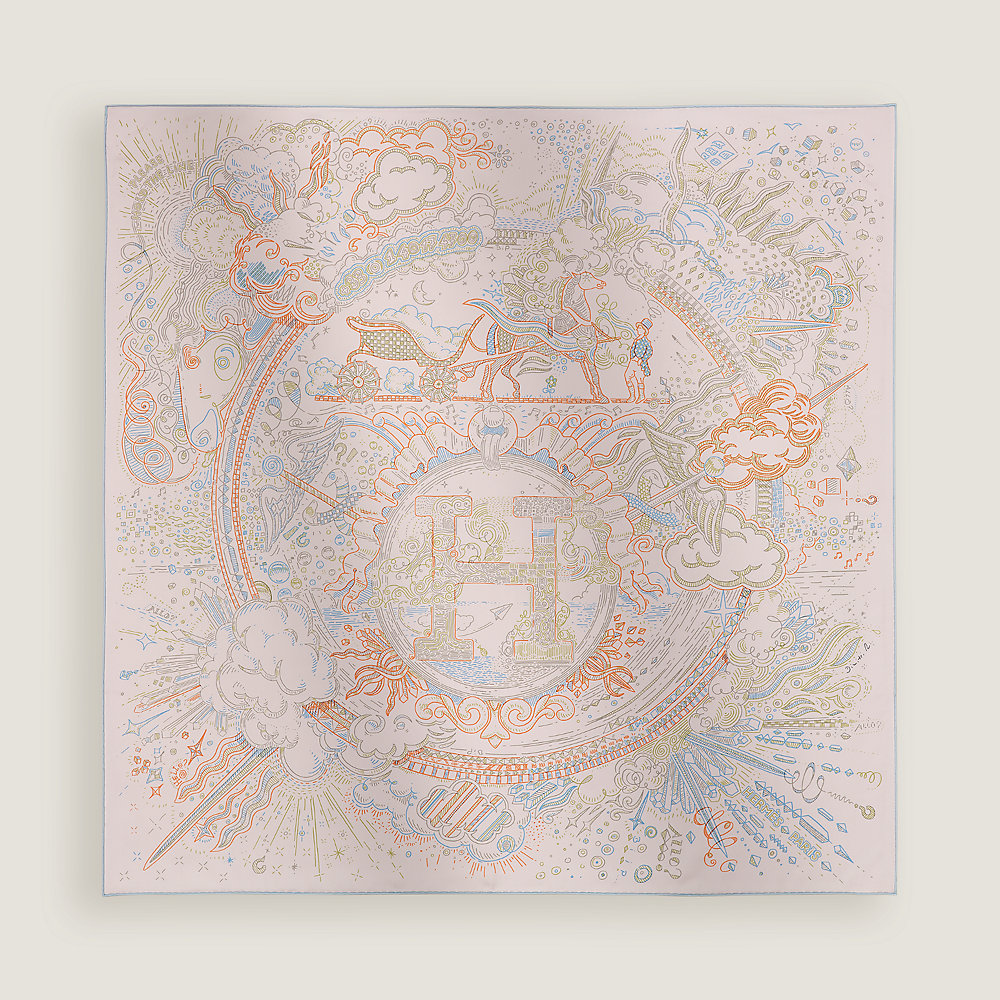 Carré 90 Please Hold the Line - Rose | Hermès France